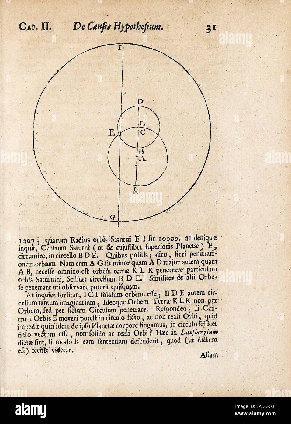 Orbital mechanics of Saturn, 17th century. This page is from 'Opera ...