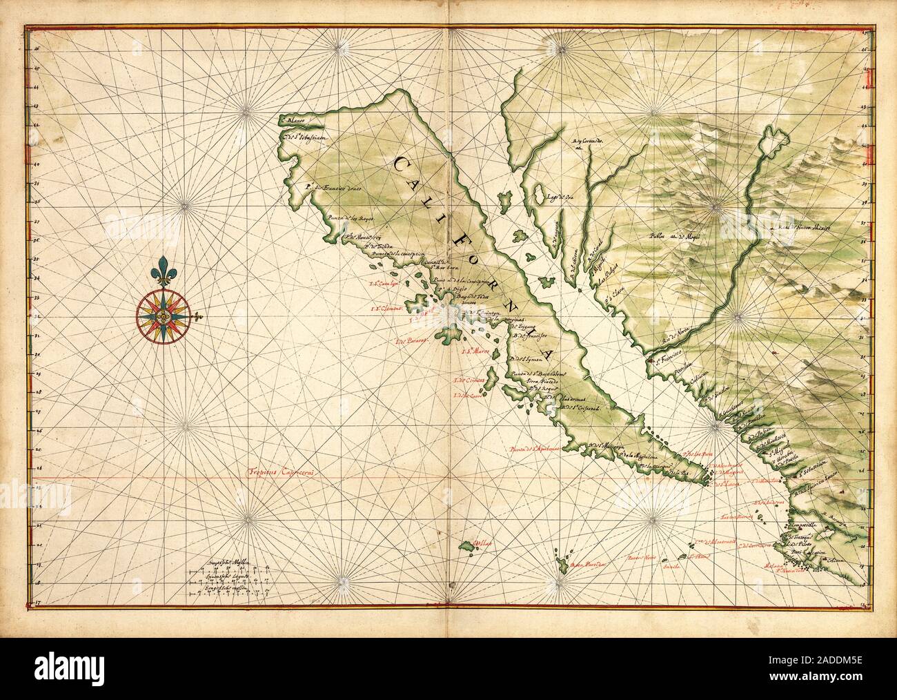 Map of California as an island, circa 1650. This map is by Dutch ...