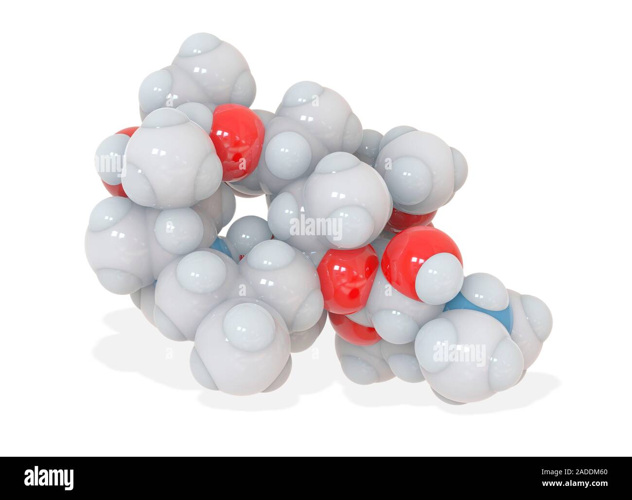 Azithromycin antibiotic drug molecule. Computer illustration showing ...