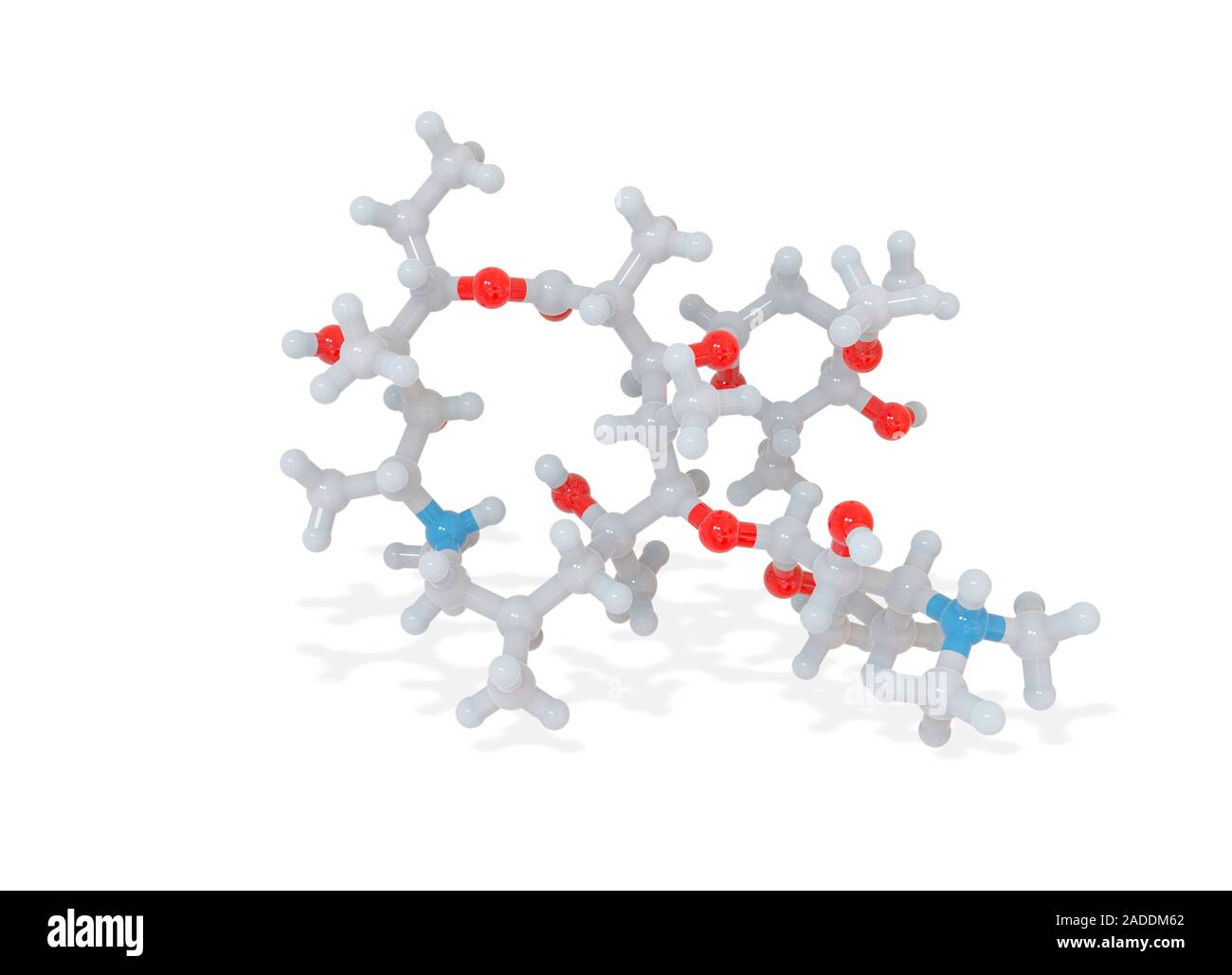 Azithromycin antibiotic drug molecule. Computer illustration showing ...