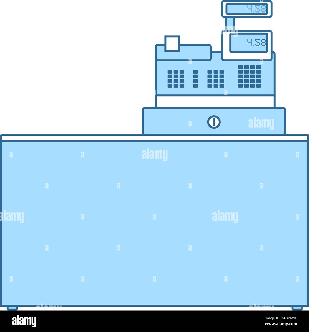 Supermarket Store Counter Desk Icon. Thin Line With Blue Fill Design ...