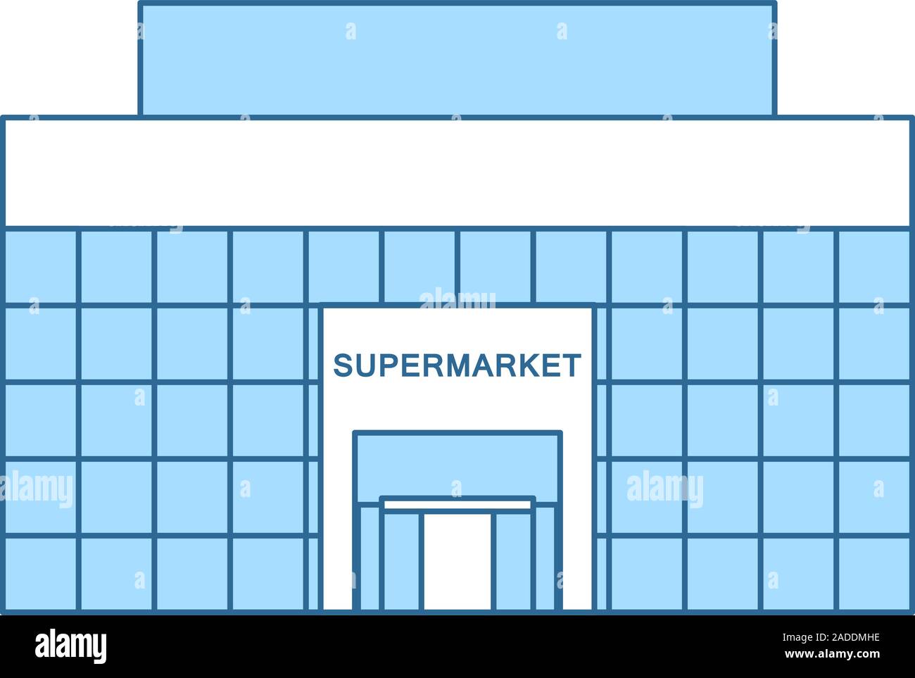 Supermarket Building Icon. Thin Line With Blue Fill Design. Vector ...