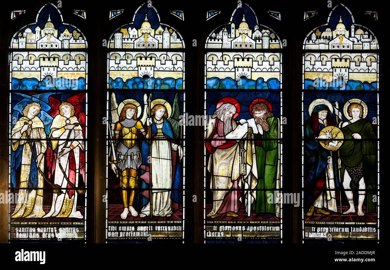 The east window, St. Mary`s Church, Bloxham, Oxfordshire, England, UK ...