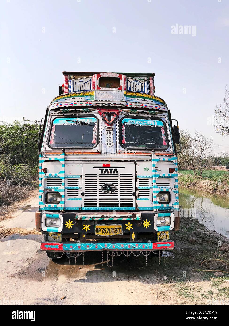 Decorated Indian van. This van was manufactured by Tata Motors ...
