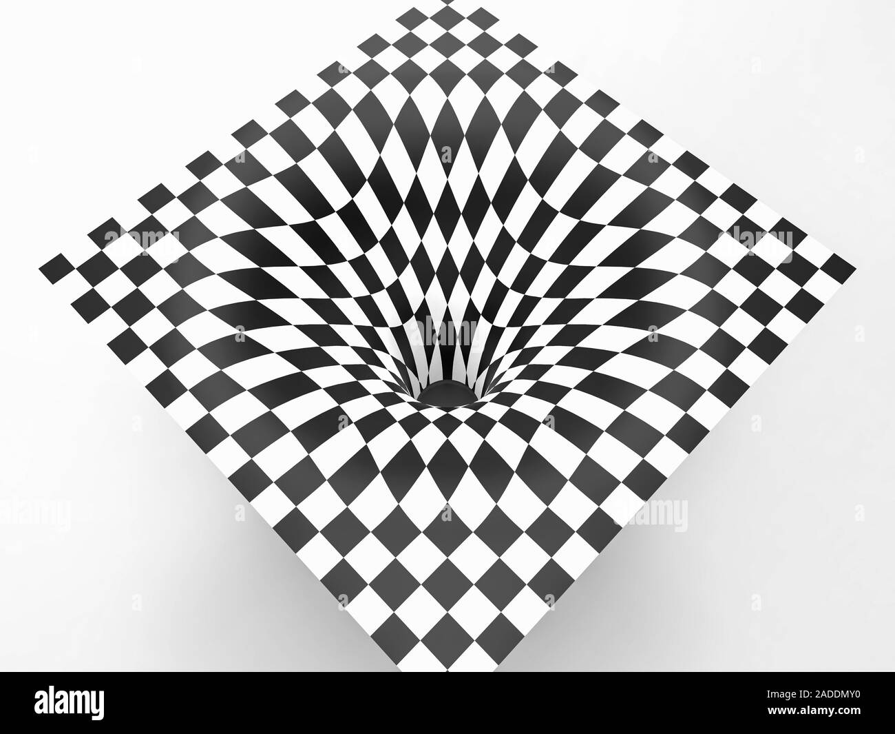 Black hole. Conceptual illustration depicting the spacetime grid curved ...