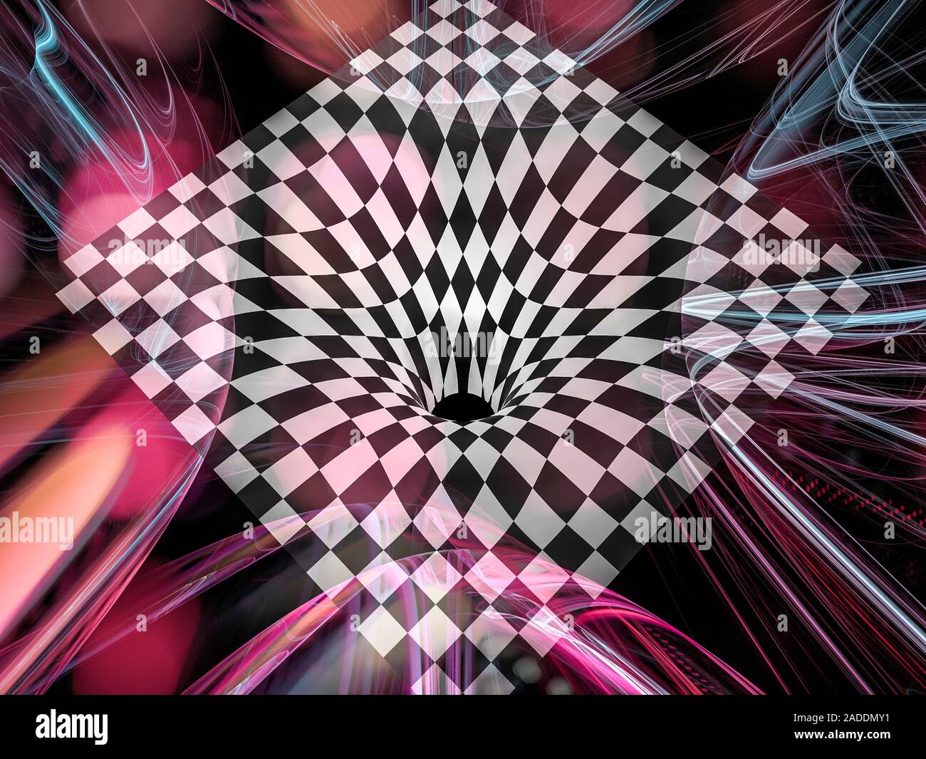 Black hole. Conceptual illustration depicting the spacetime grid curved ...