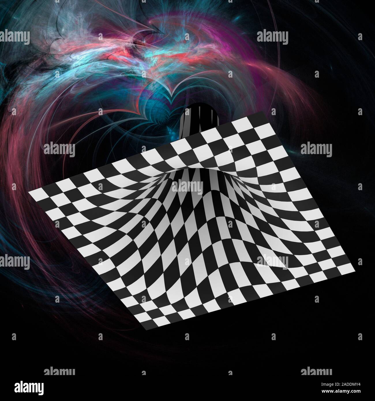 Black hole. Conceptual illustration depicting the spacetime grid curved ...