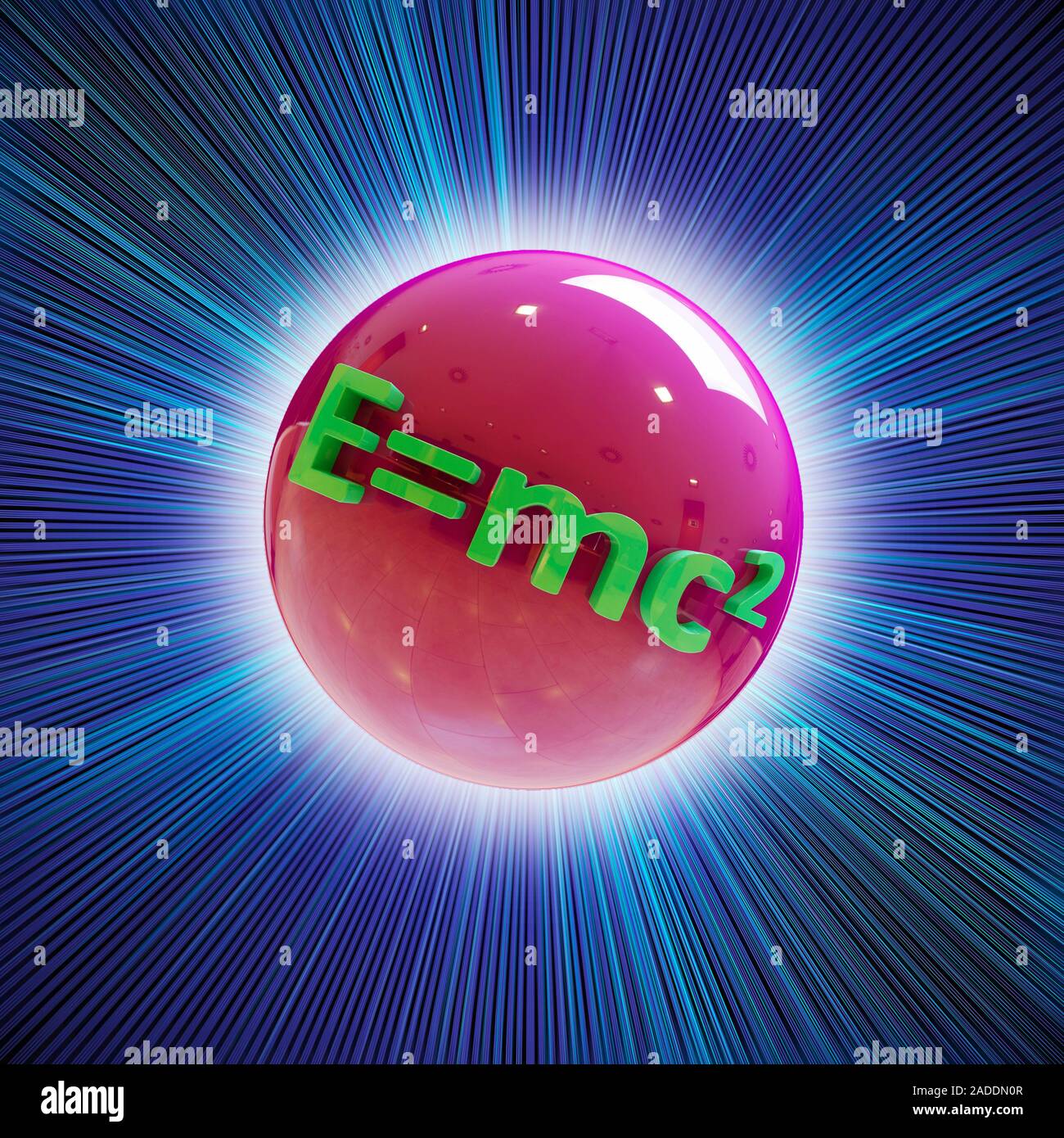 Einstein's mass-energy equation, illustration. The mass-energy ...