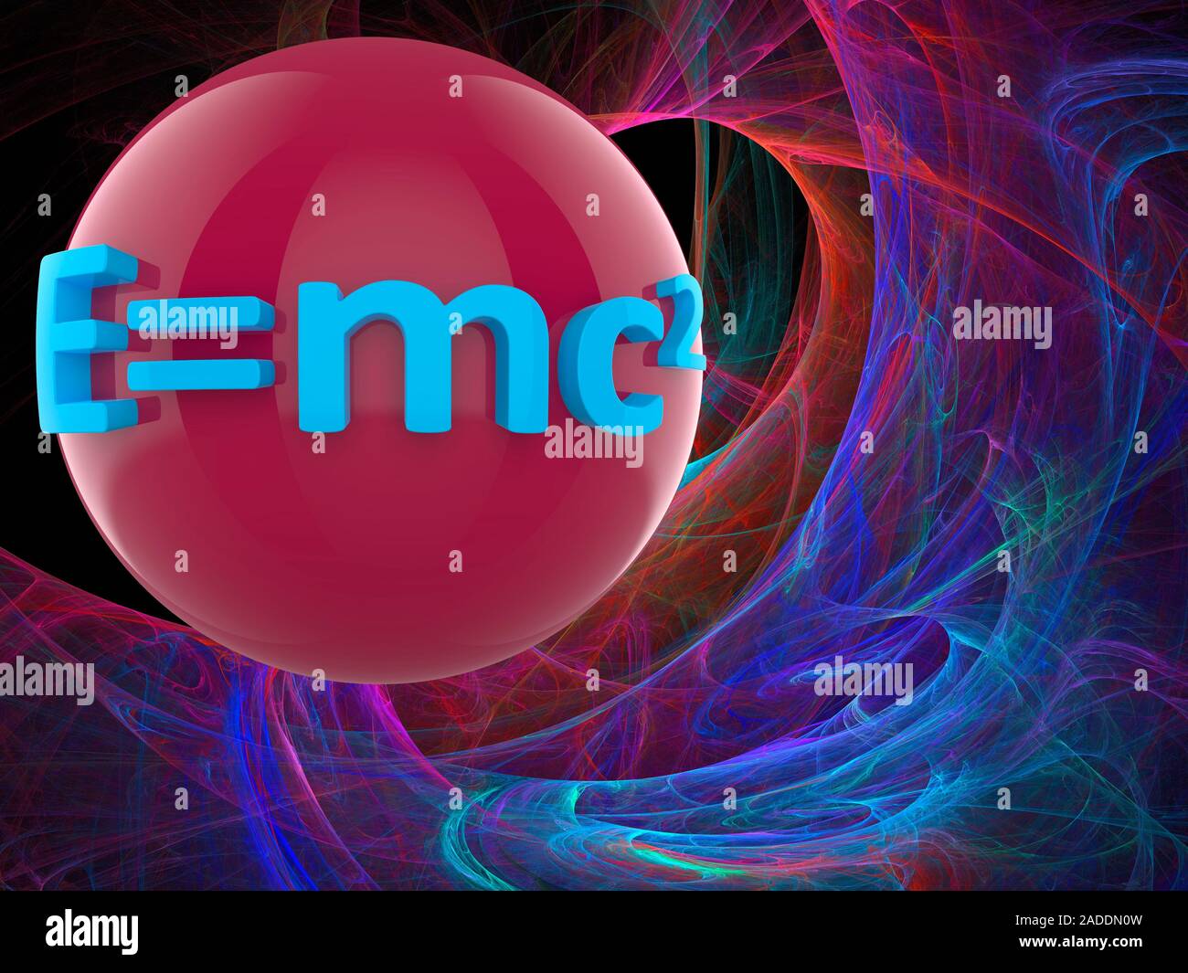 Einstein's mass-energy equation, illustration. The mass-energy ...