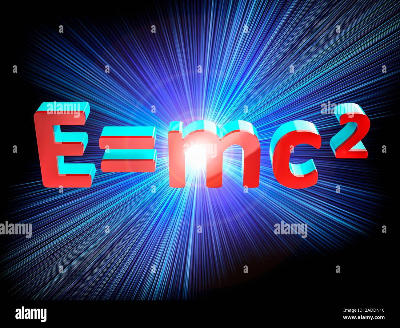 Einstein's mass-energy equation, illustration. The mass-energy ...