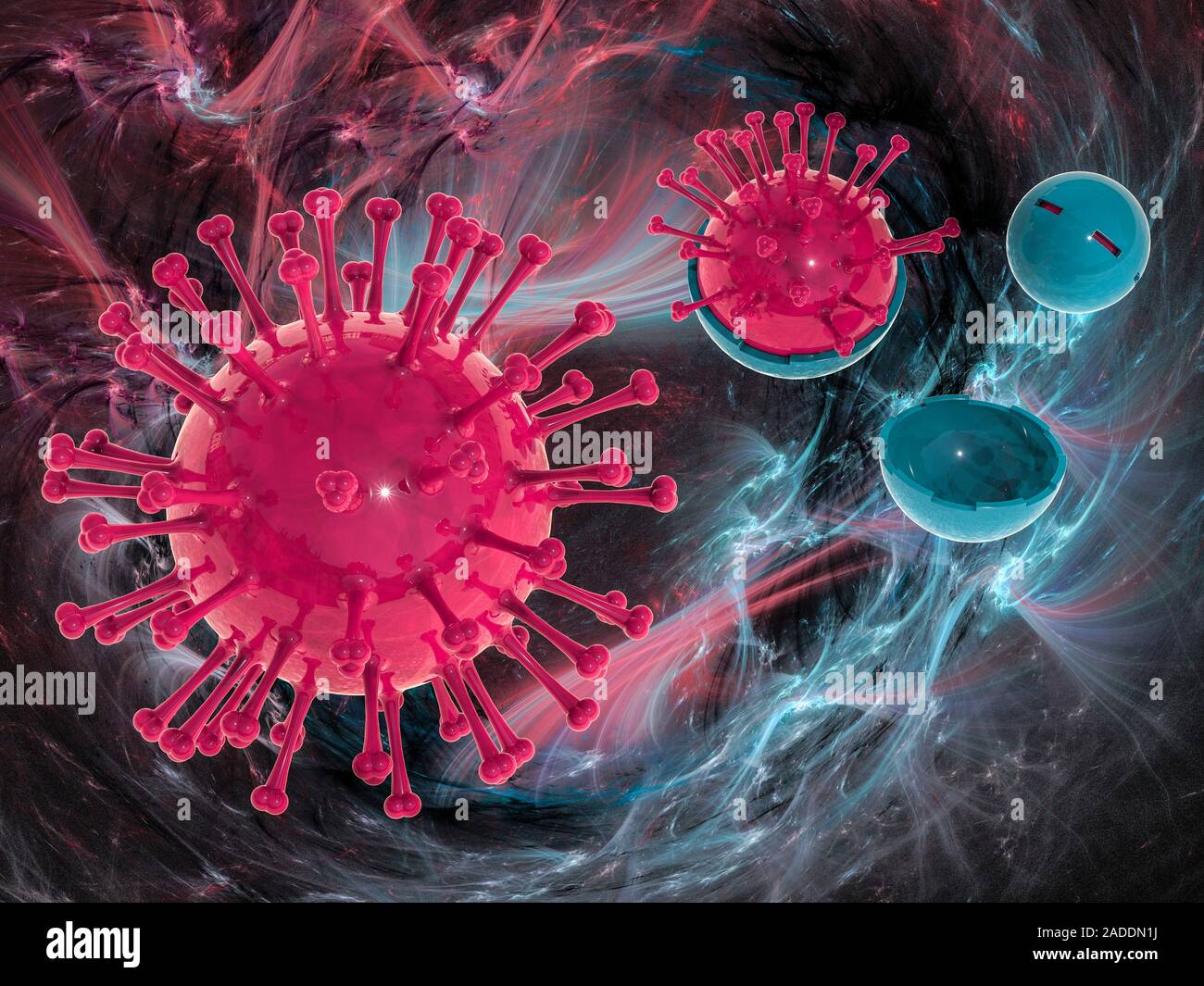 Medical nano-particle. Conceptual illustration showing three phases: 1 ...