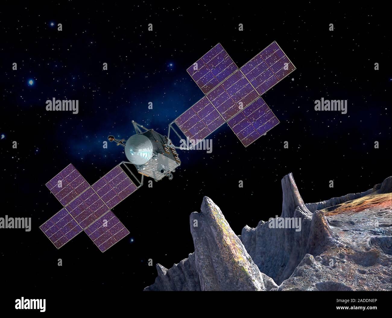 Psyche asteroid mission mission, illustration. NASA's Psyche mission ...