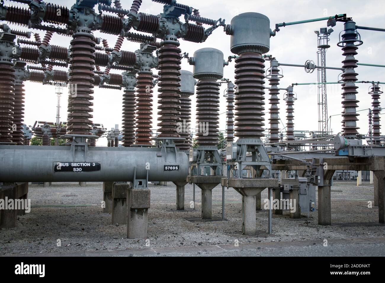 Bus system at Ocker Hill electricity substation in the West Midlands ...