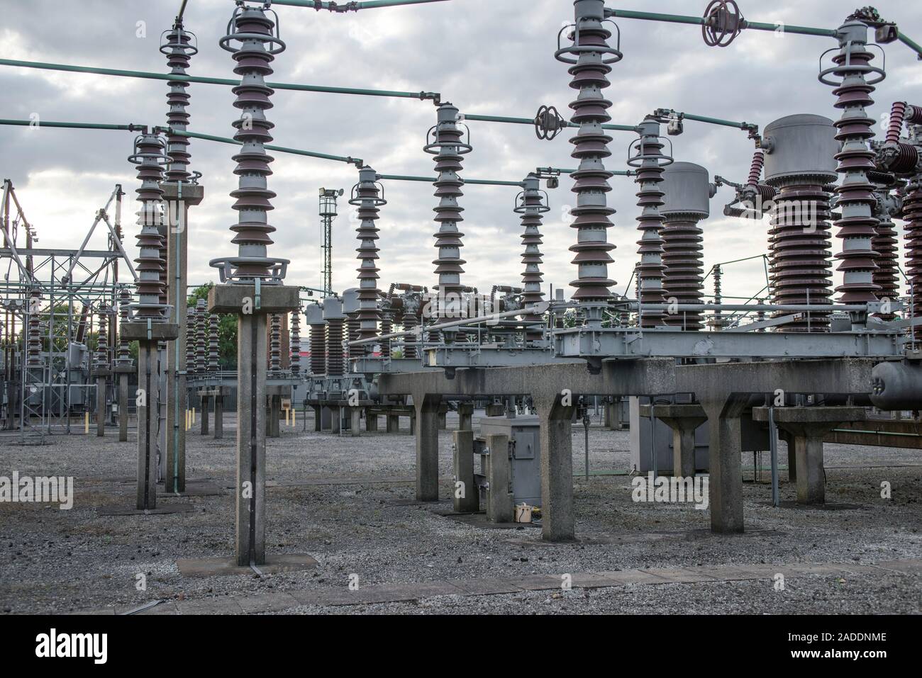 Bus system at Ocker Hill electricity substation in the West Midlands ...