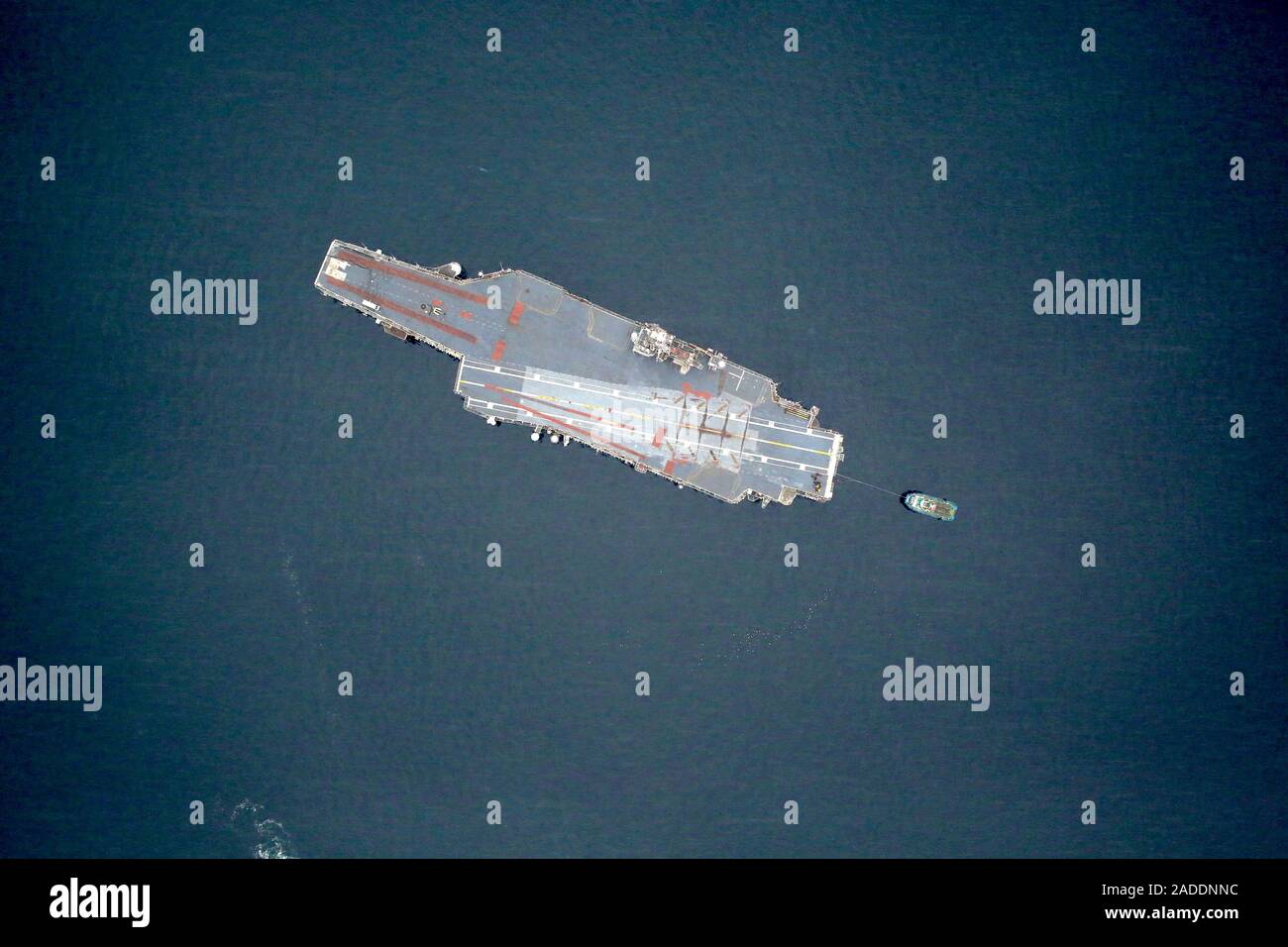 USS Constellation's final voyage, aerial photograph. This is the USS ...