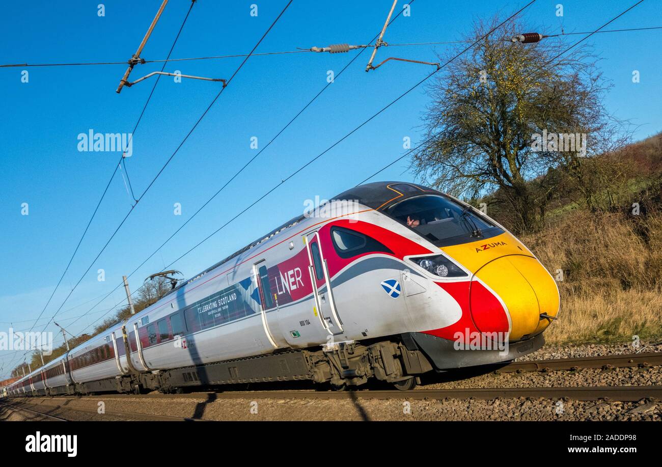 The new LNER Azuma electric train operating on the East Coast Mainline ...
