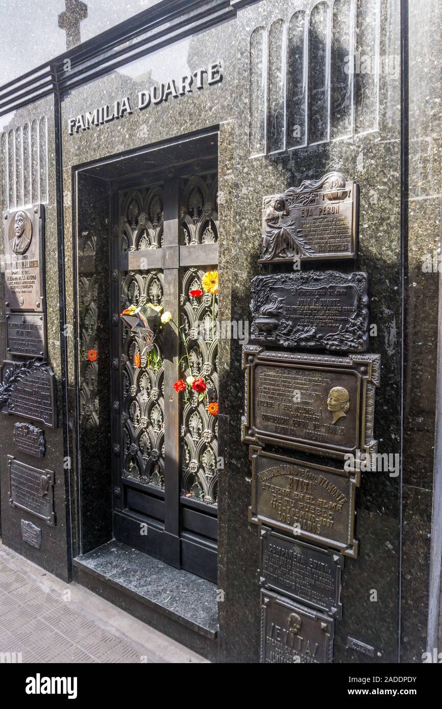 Tomb of Eva Peron (Evita) at Recoleta Cemetery, Junin, Buenos Aires ...