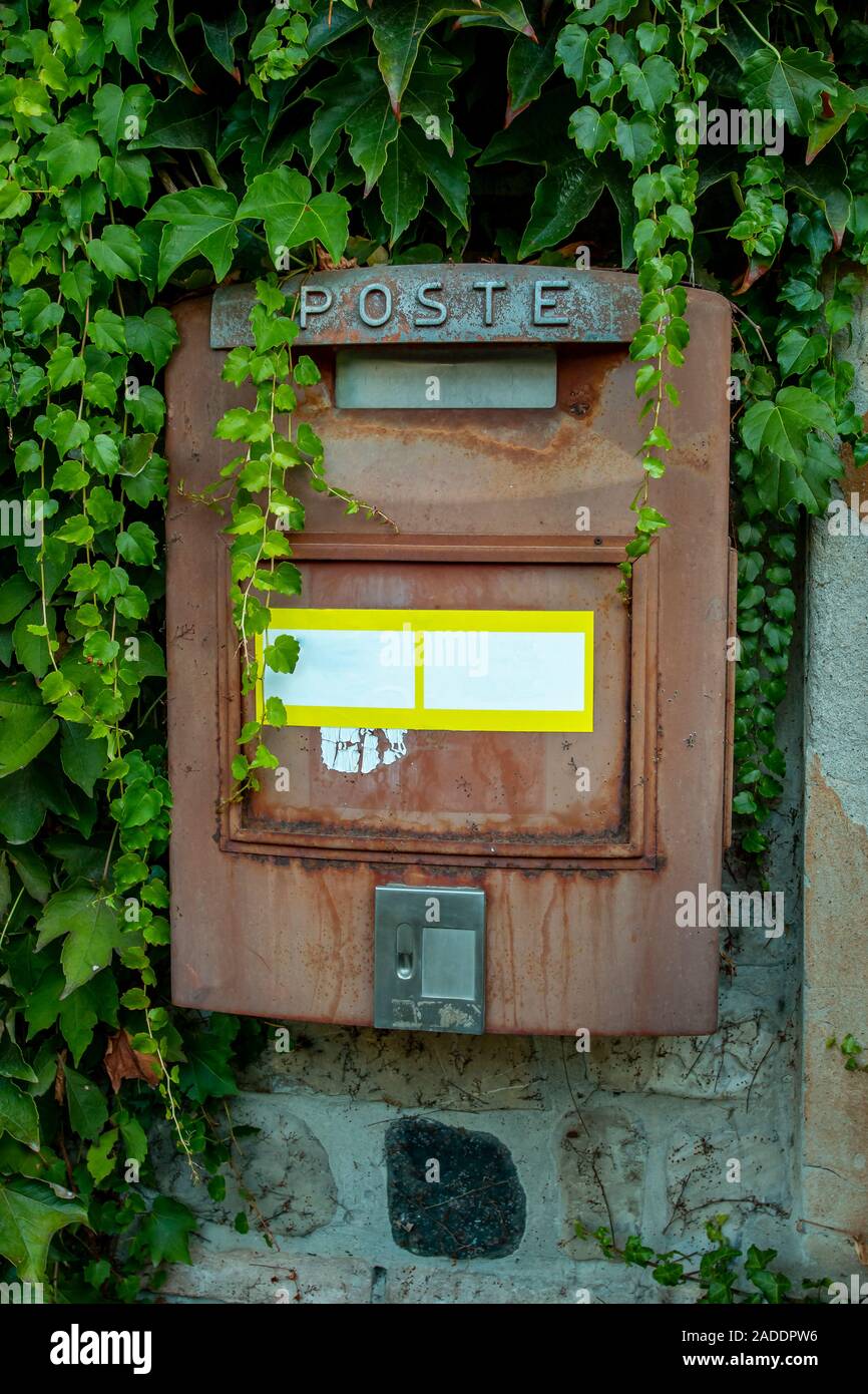 Outdoor mailboxes. Italian iron mailbox Stock Photo - Alamy