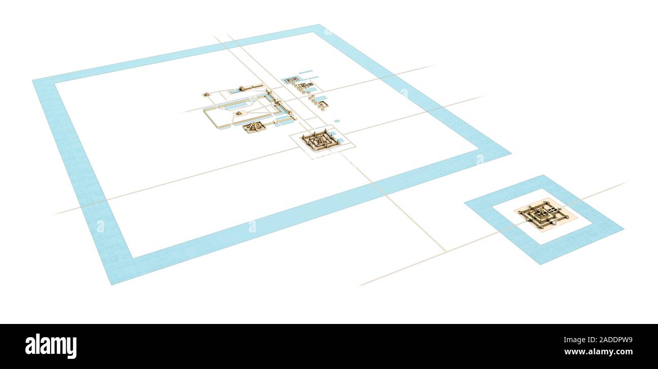 Illustration showing the floor plan of Angkor, site of the ancient ...