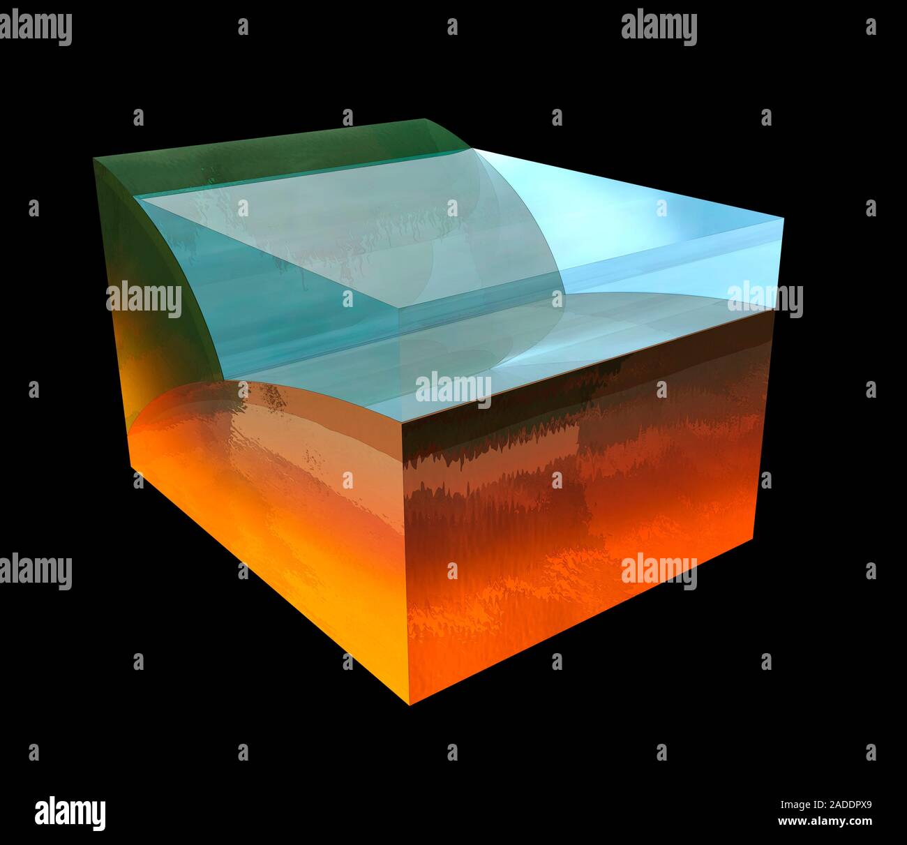 Effect of sea level on tectonic plates. Illustration showing a ...