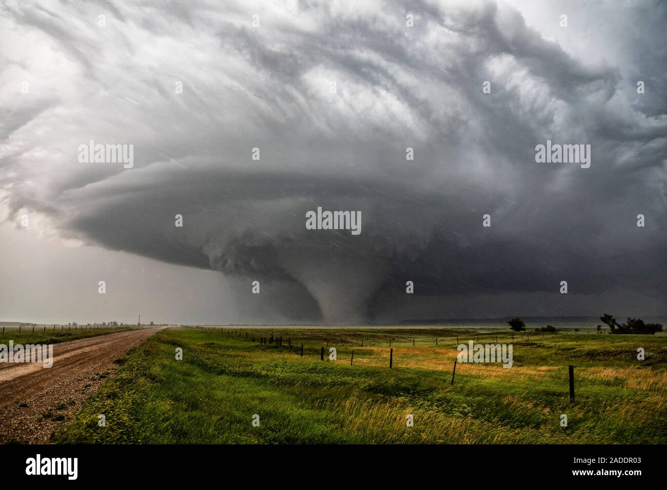 Large tornado. View of the strongest tornado ever to hit Montana, USA ...