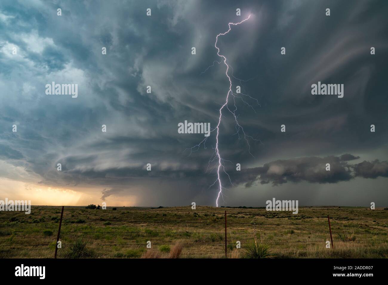 Lightning strike. Lightning striking the ground during a thunderstorm ...