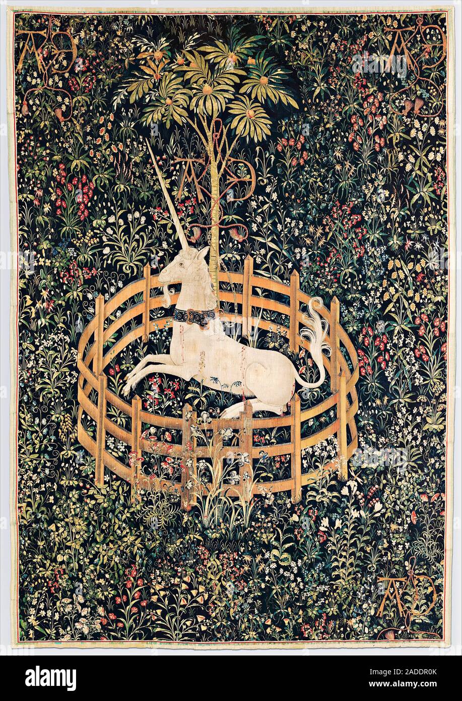 The Unicorn in Captivity, from the Unicorn Tapestries. This series of ...