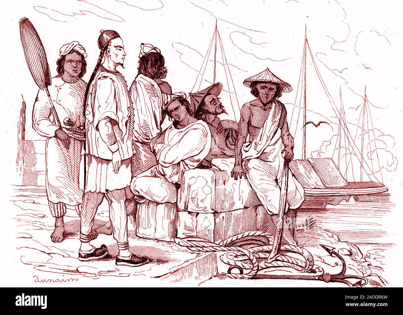 19th Century Chinese merchant. 1835 illustration of a Chinese merchant ...