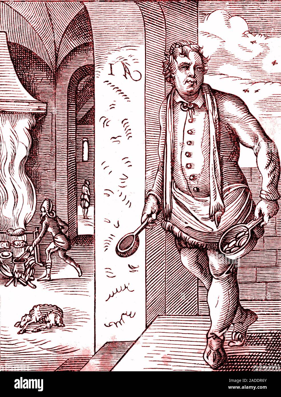 16th Century cook. 1878 illustration by the Swiss-German artist Jost ...