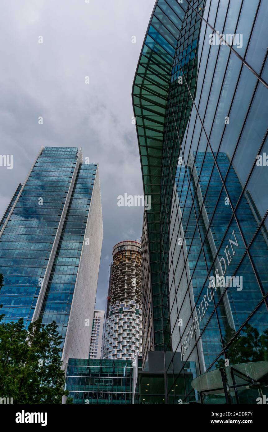 Canary Wharf central business district of London. London Skyline modern ...