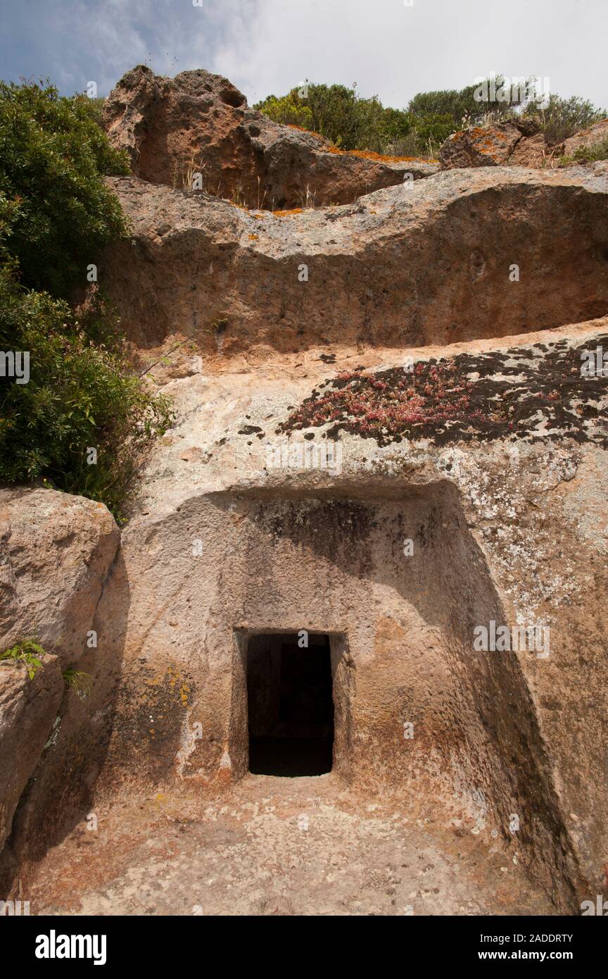 Chamber tomb, Necropolis of Montessu, Sardinia. This necropolis complex ...