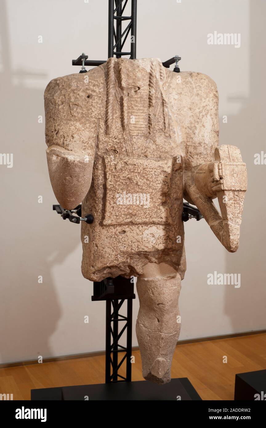 Giant of Mont'e Prama, prehistoric Sardinian statue. Sculpted parts of ...