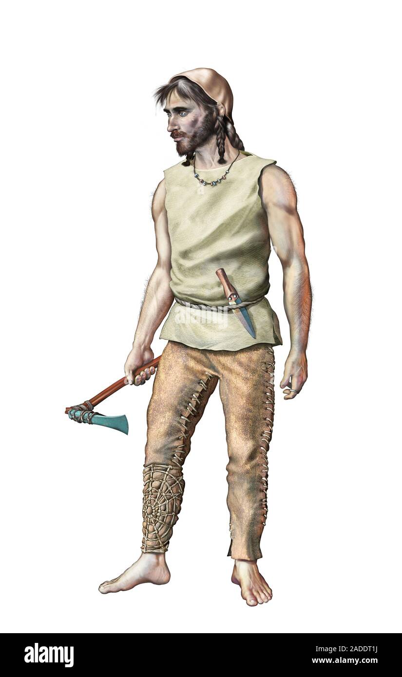 Neolithic man. Illustration of a prehistoric human living in Europe ...