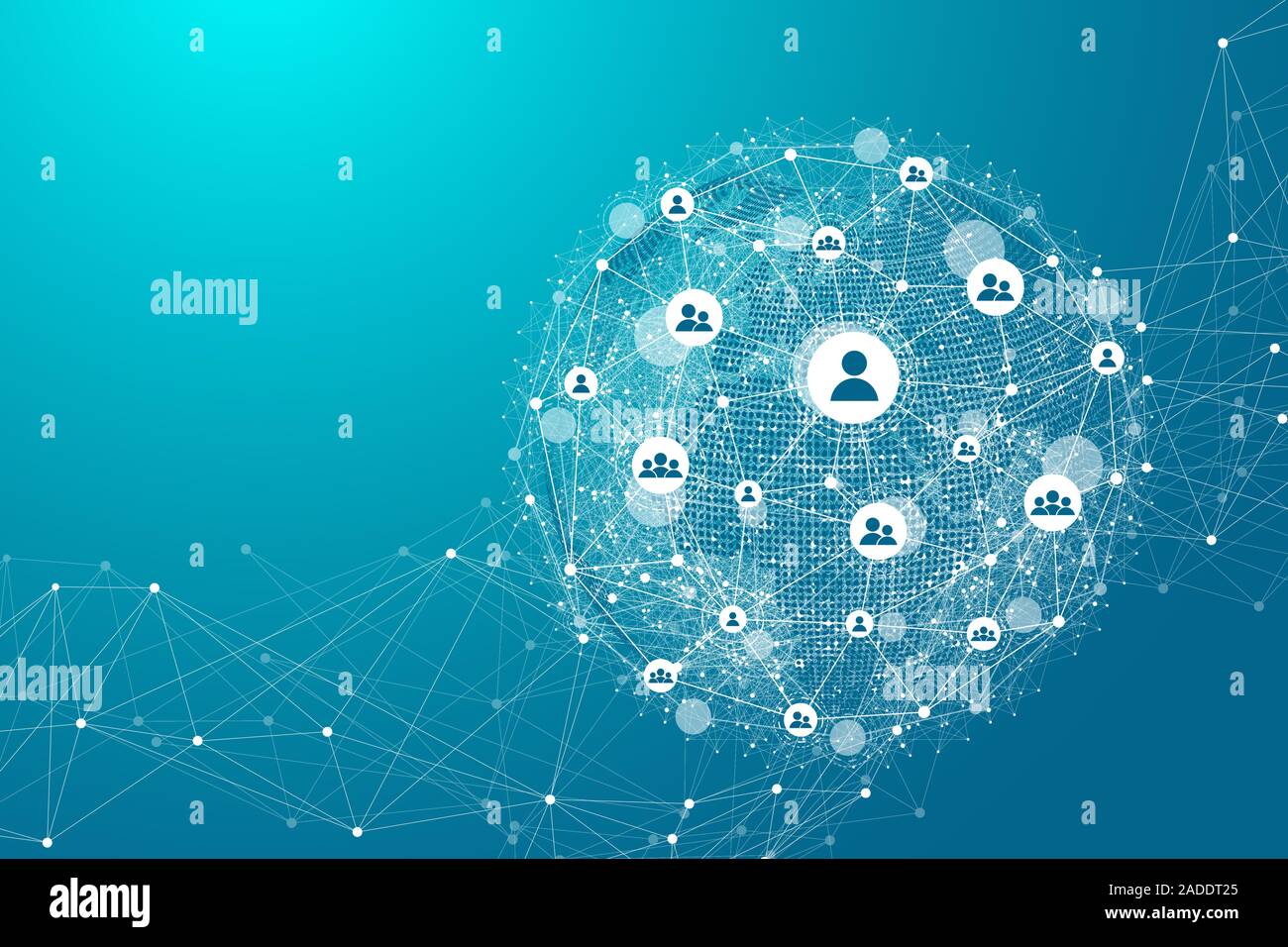 Global network connection concept. Big data visualization. Social network communication in the ...