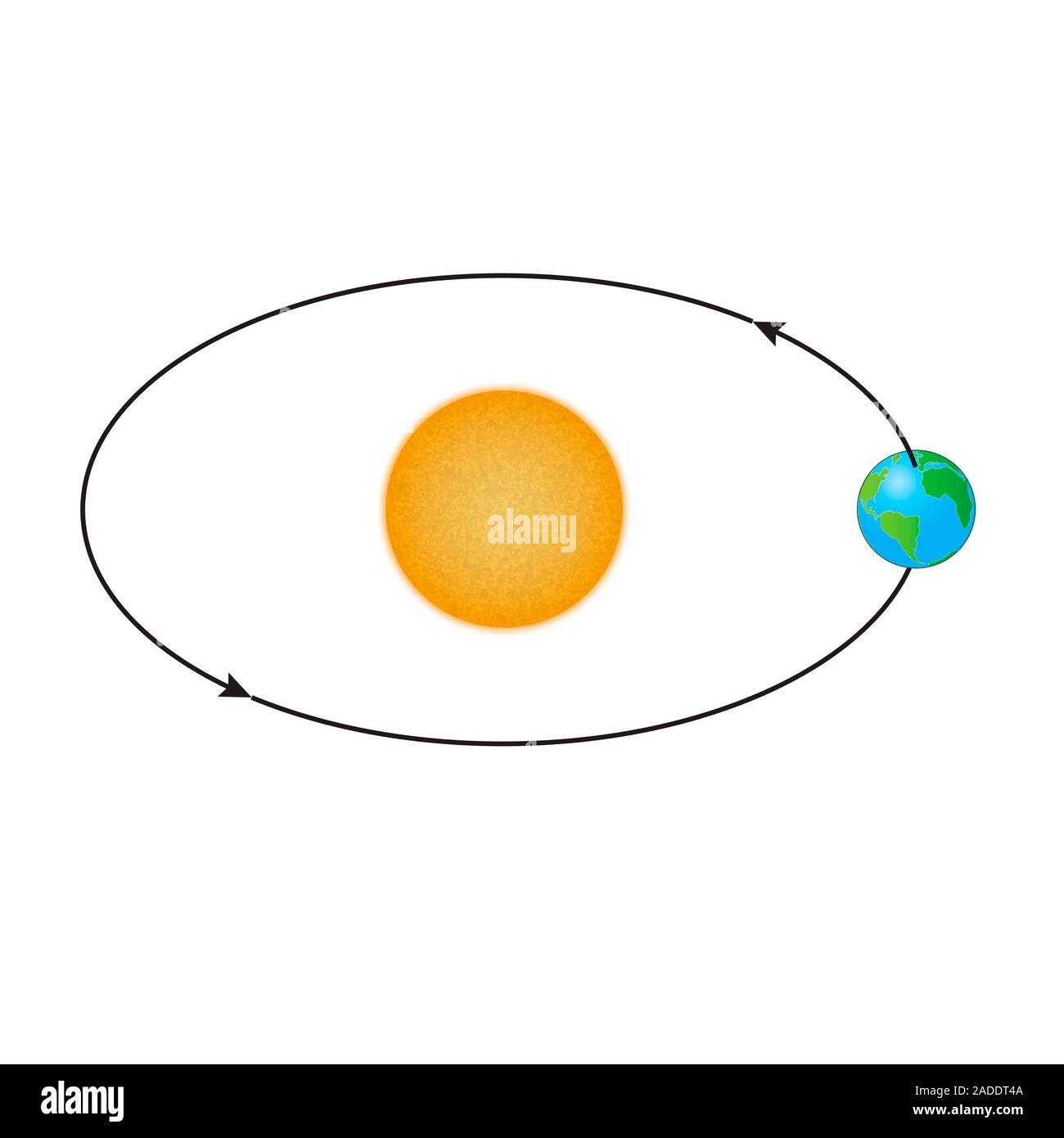 Orbit of the Earth around the Sun, illustration. The Earth orbits the ...