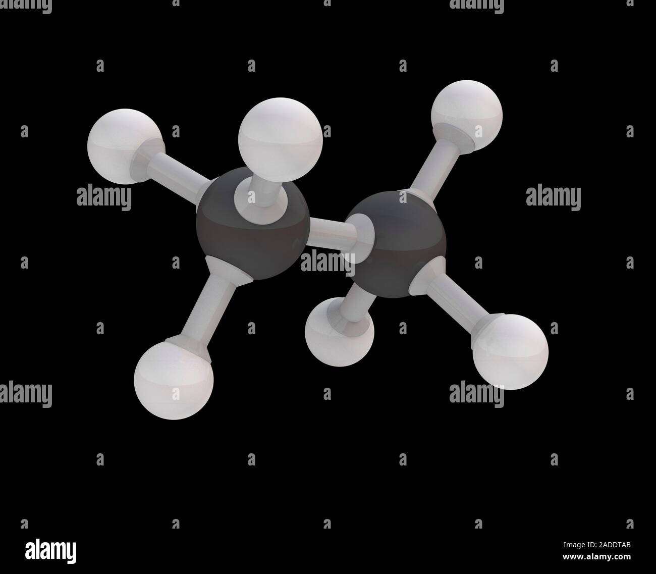 Ethane molecule, illustration. Molecular model of the hydrocarbon ...