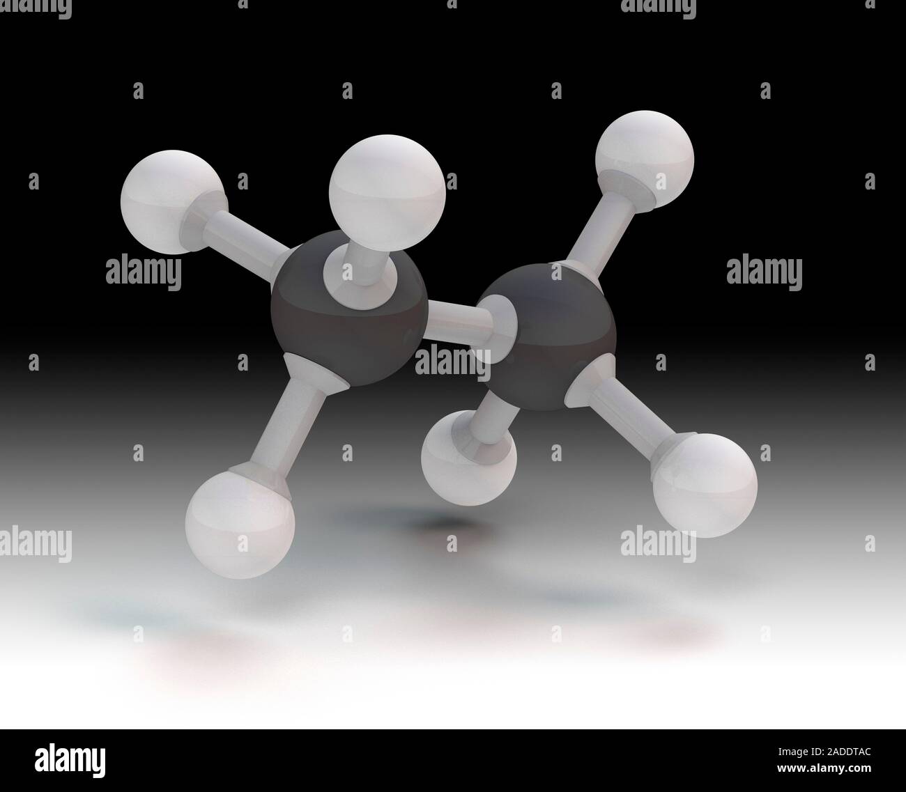 Ethane molecule, illustration. Molecular model of the hydrocarbon ...