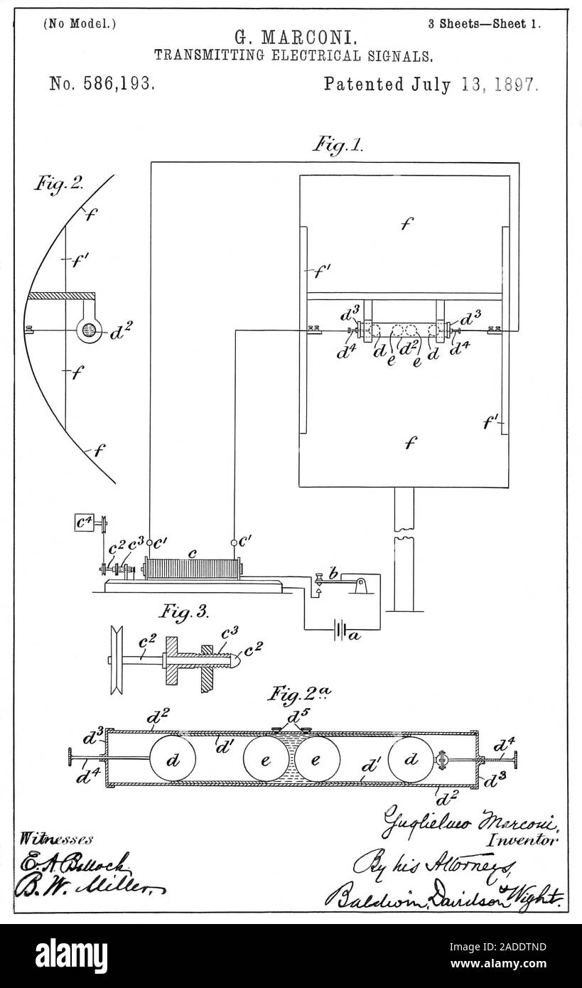 Marconi's radio patent, 1897. Italian engineer, physicist and inventor ...