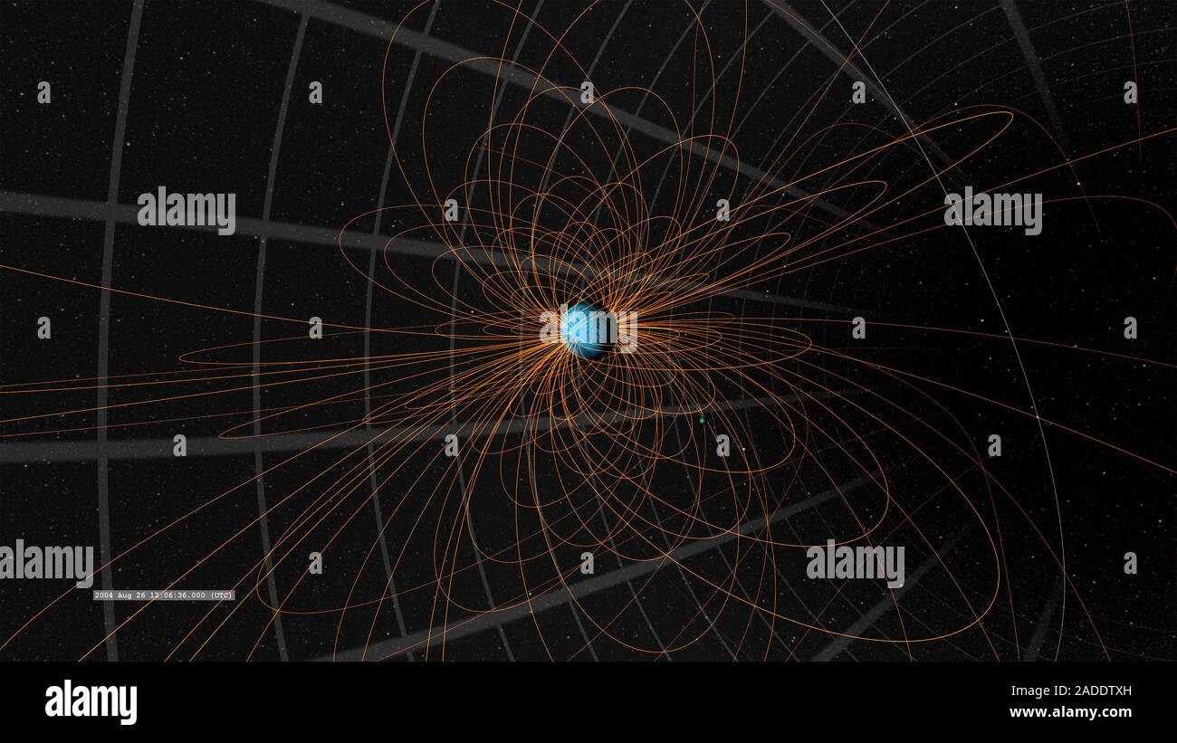 Neptune's magnetosphere. Illustration of the planet Neptune (centre ...