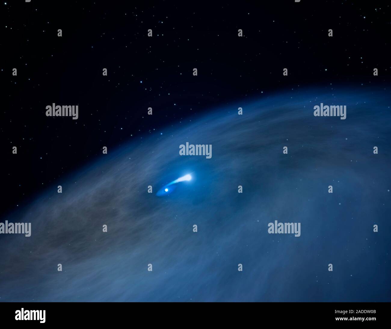 Wolf-Rayet star with accretion disk, illustration. Disk of gas ...