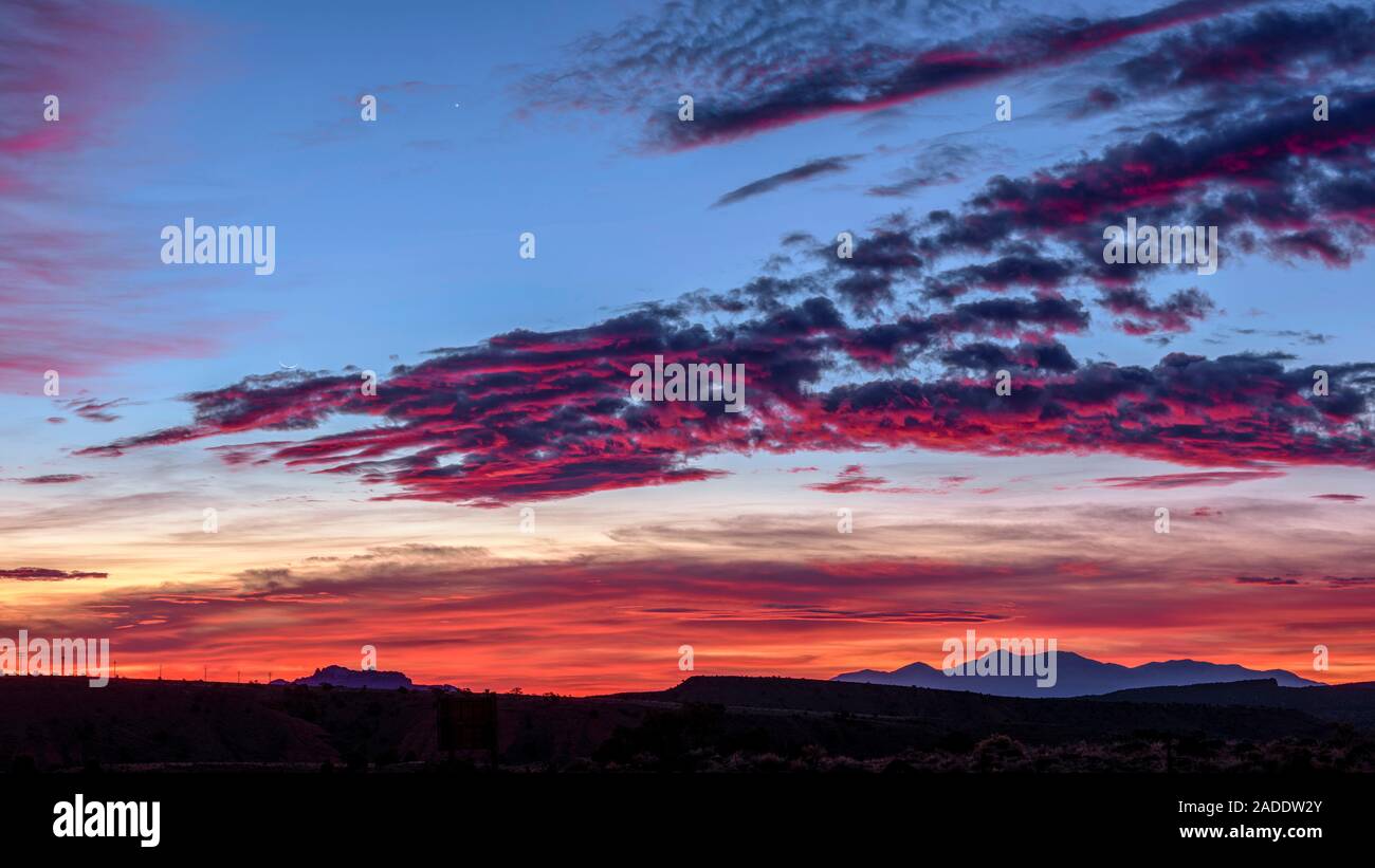 Dawn over Canyonlands National Park. Clouds in the morning sky over ...