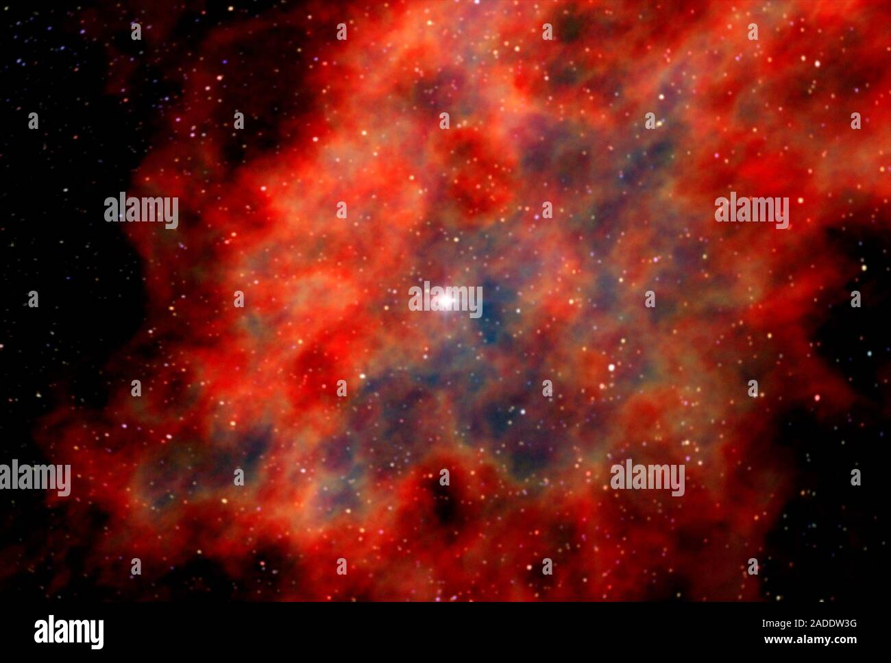 Supernova remnant from a star collapse. Artwork (image 7 of 7) showing ...