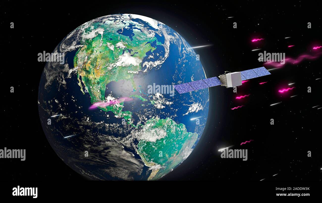 Fermi Gamma-ray Space Telescope in orbit, computer artwork. This space ...