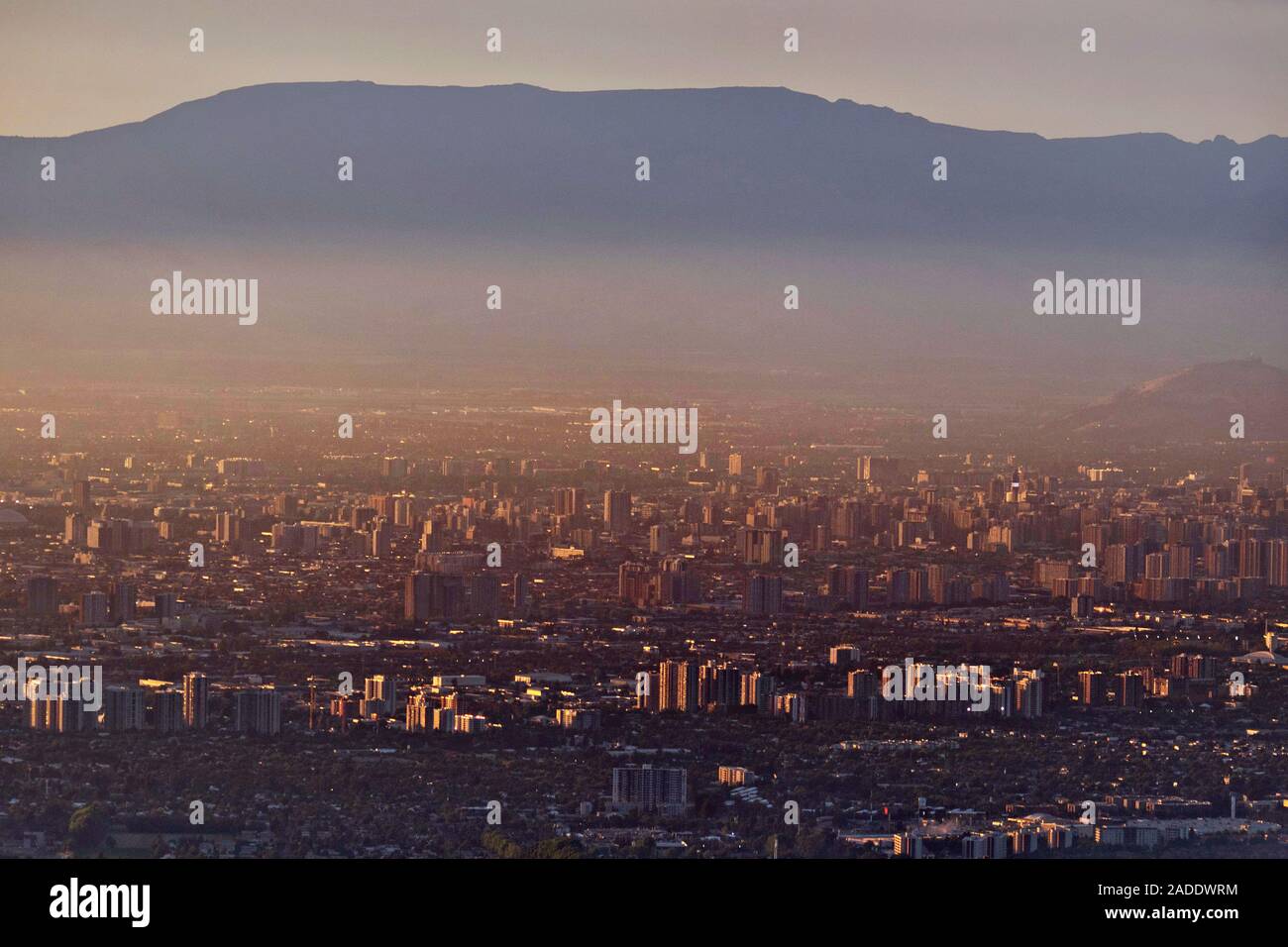 Air Pollution In Santiago De Chile, viewed From Andes Mountains, Chile ...