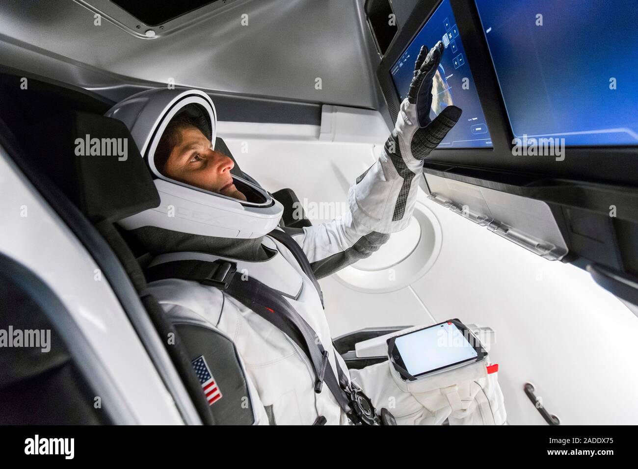 Crew Dragon spacecraft testing. NASA Astronaut Suni Williams, fully ...