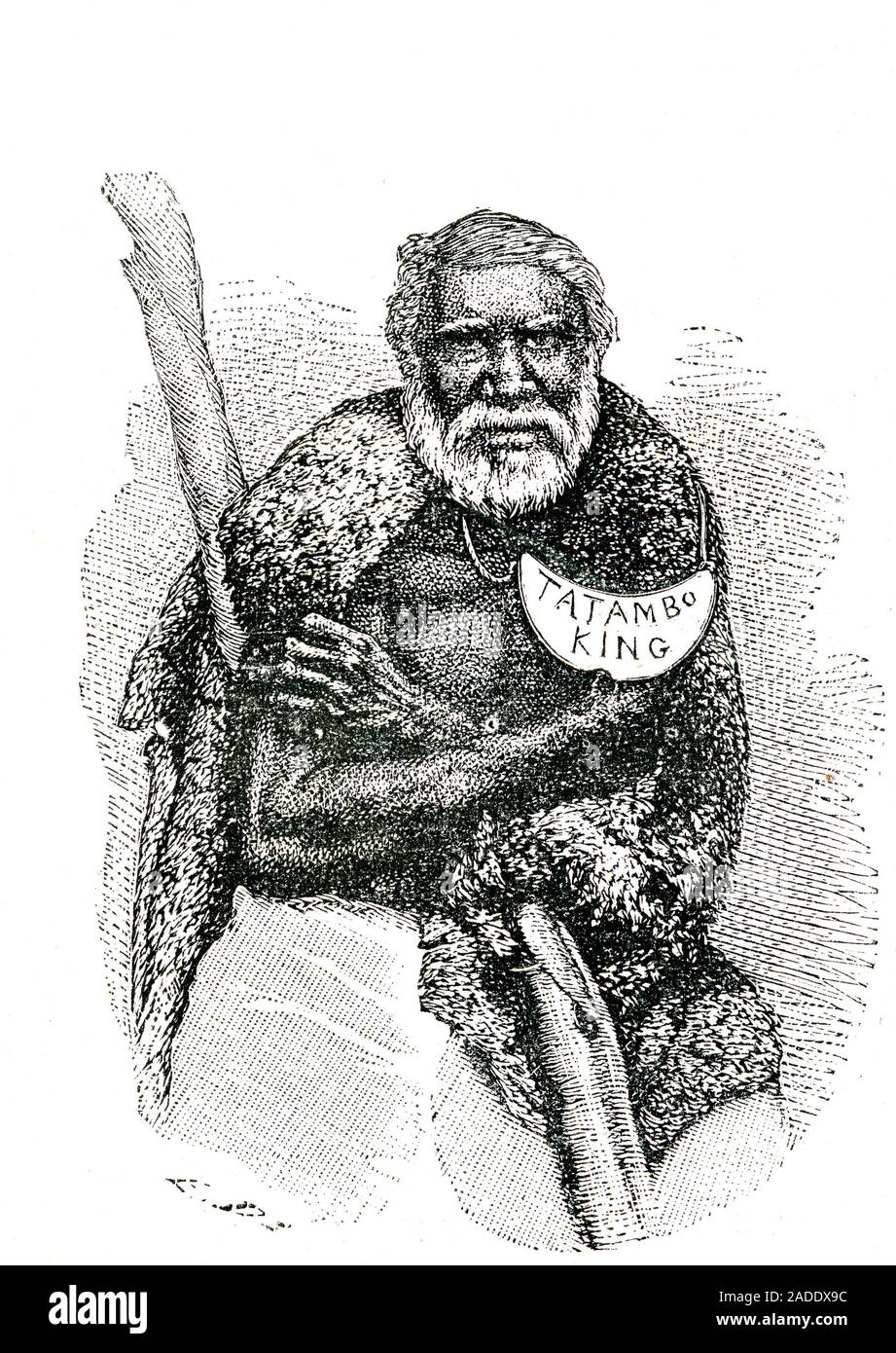 Australian aboriginal chief, 1860s. 19th-century illustration of King ...