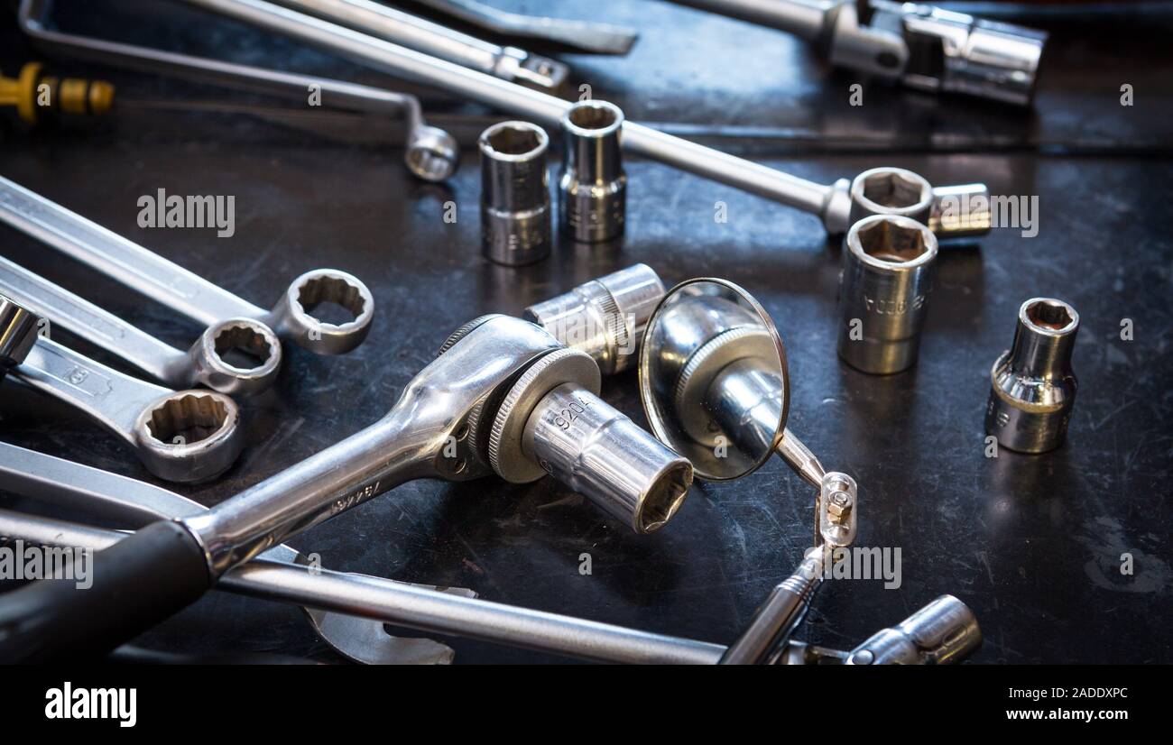 tools for mechanical workshop - details Stock Photo - Alamy
