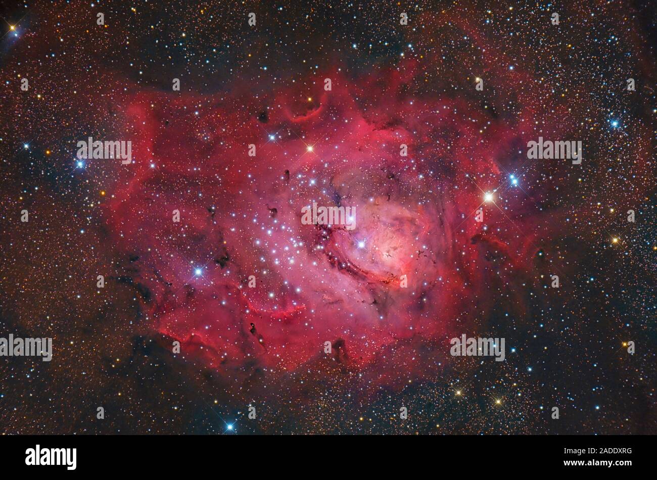 Lagoon Nebula (M8), optical image. This emission nebula is around 5000 ...