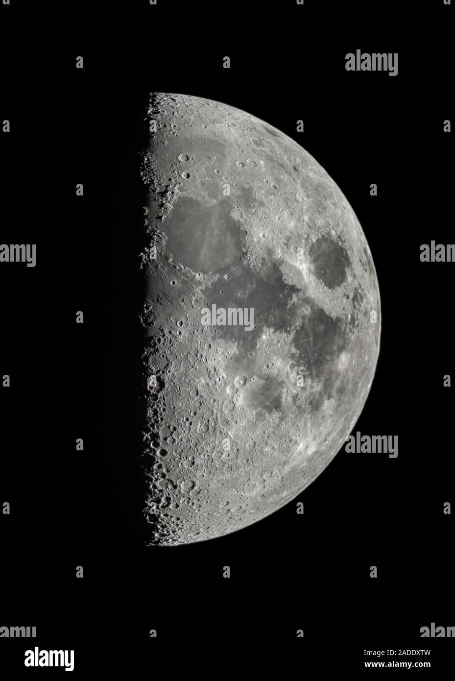 First quarter Moon. The lunar phases arise as the Earth-Moon-Sun angle ...