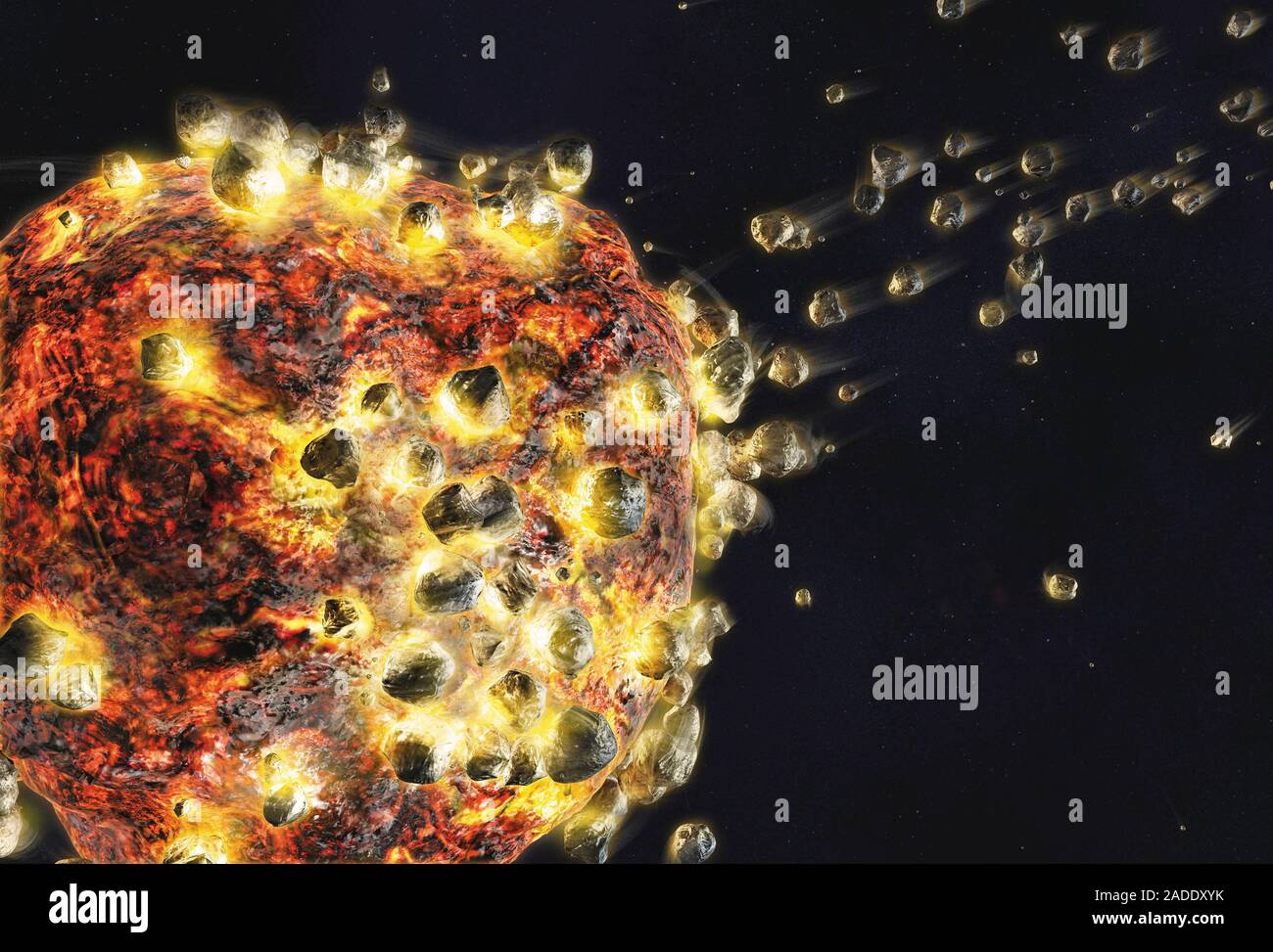 Planetary formation. Computer illustration of small rocky bodies ...